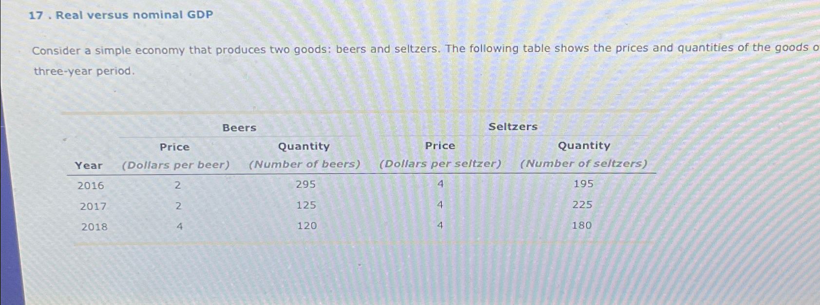 Solved Real versus nominal GDPConsider a simple economy that | Chegg.com