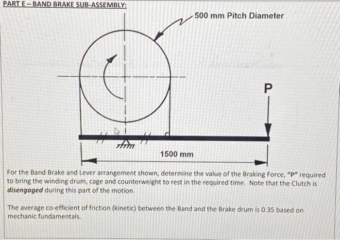 Solved PART E-BAND BRAKE SUB-ASSEMBLY: 500 mm Pitch Diameter | Chegg.com