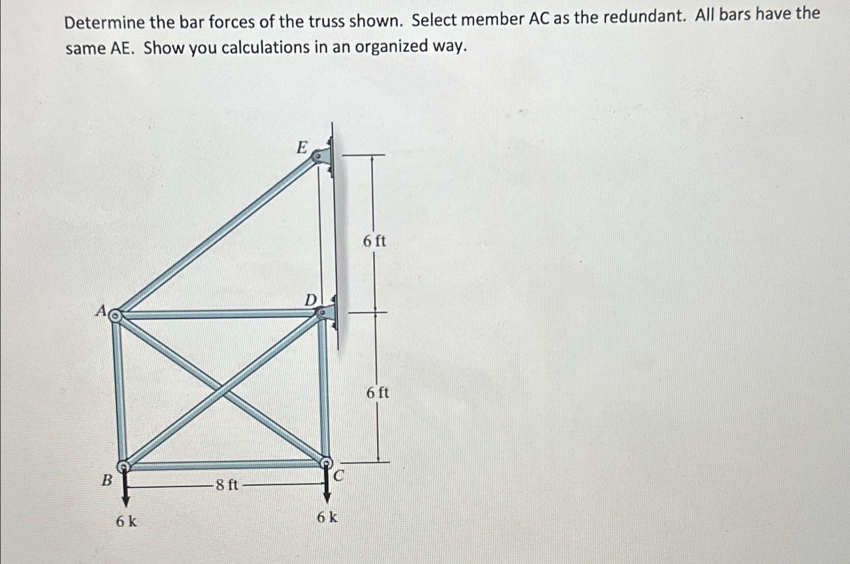 Solved Determine the bar forces of the truss shown. Select | Chegg.com