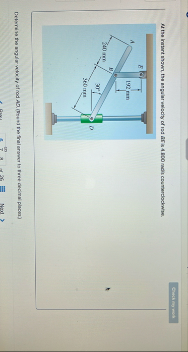 Solved At the instant shown, the angular velocity of rod BE | Chegg.com