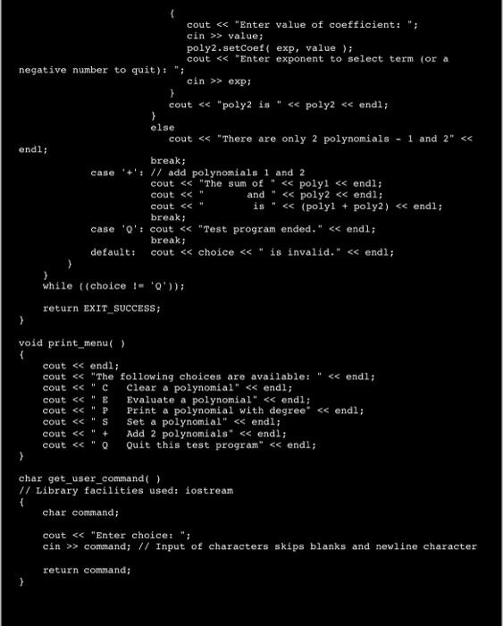 Solved One way to represent a polynomial is to use a | Chegg.com