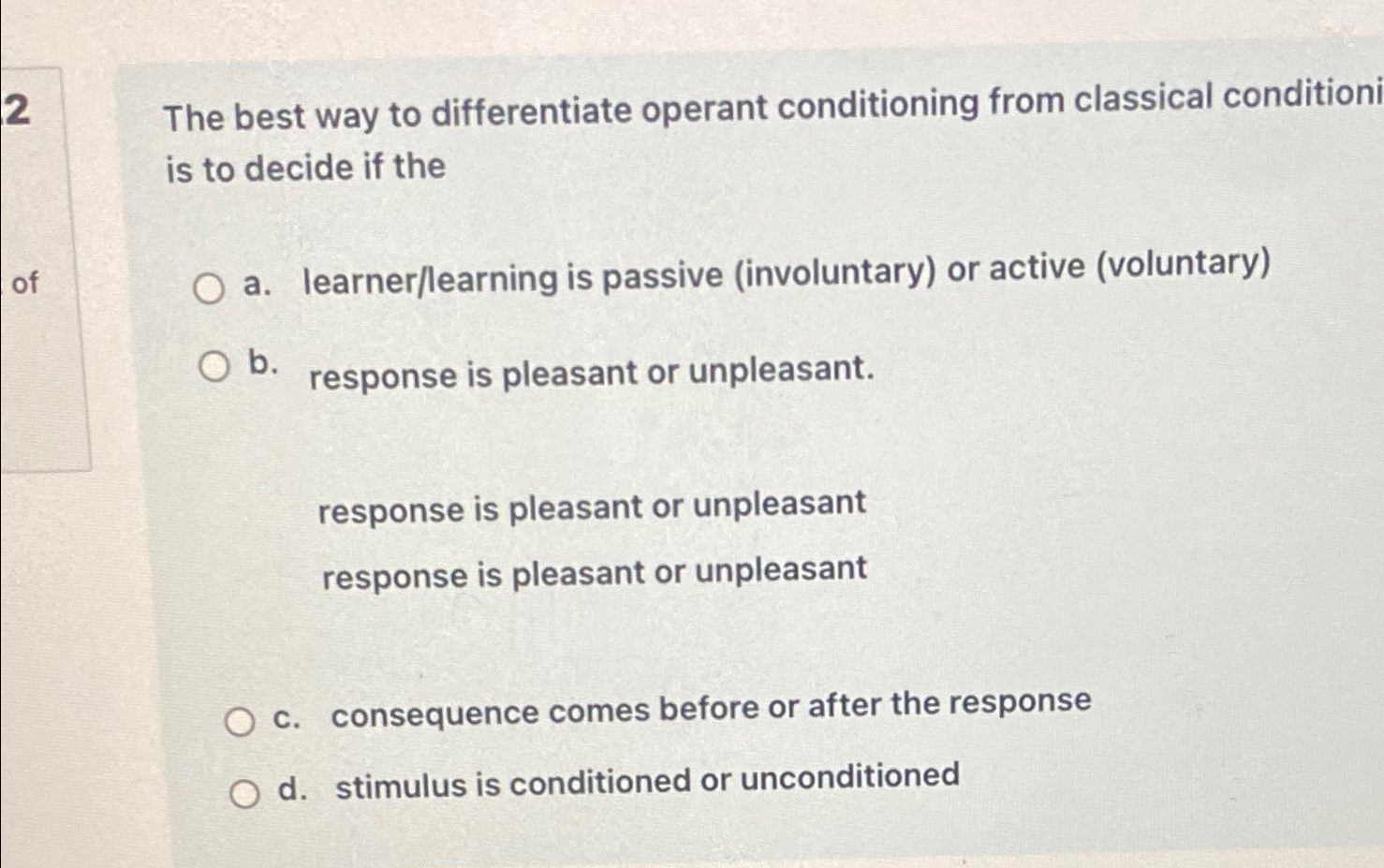 Solved The best way to differentiate operant conditioning | Chegg.com