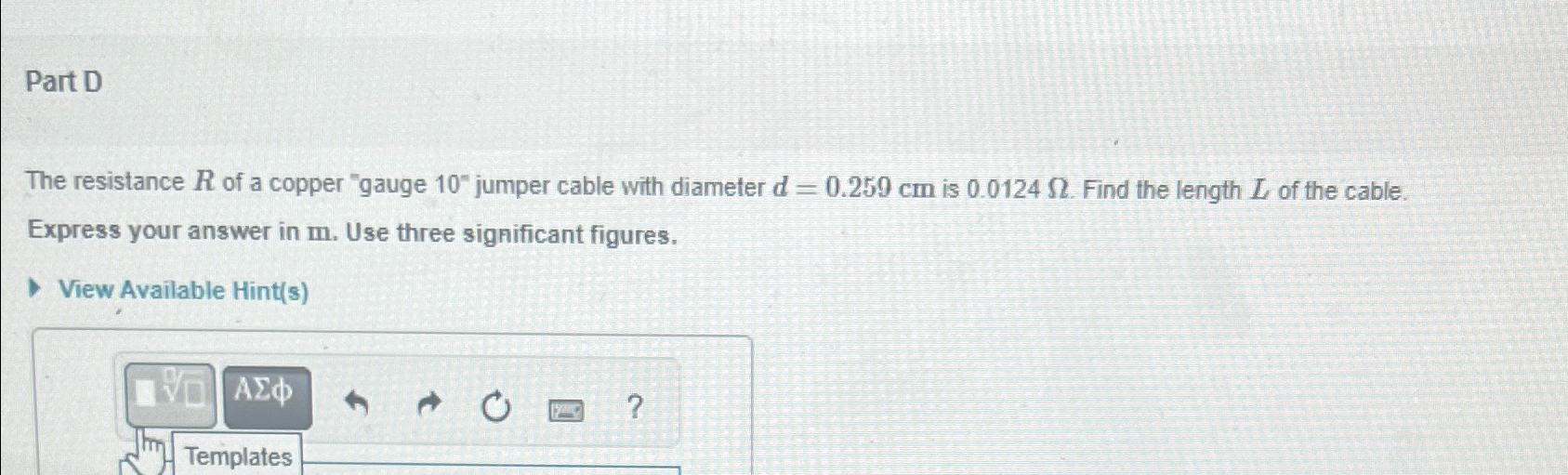 Solved Part DThe resistance R ﻿of a copper "gauge | Chegg.com