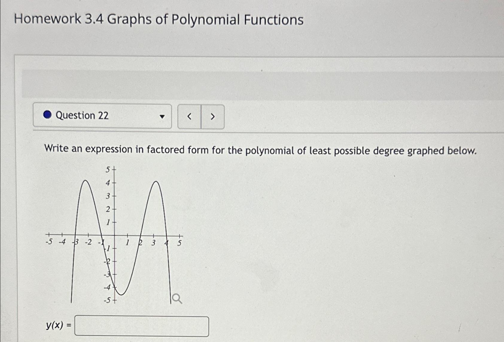 Solved Homework 3.4 ﻿Graphs of Polynomial FunctionsWrite an | Chegg.com