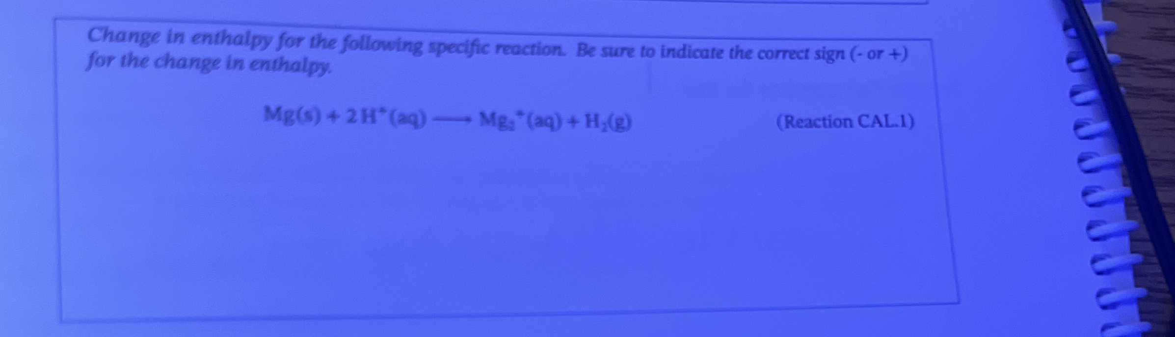 Solved Change in enthalpy for the following specific | Chegg.com