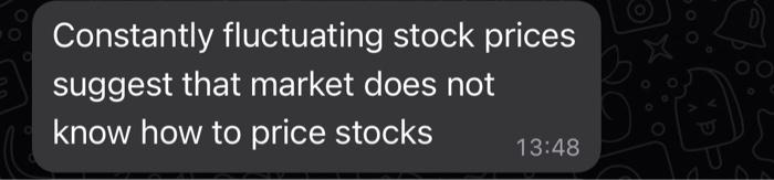 Solved Constantly fluctuating stock prices suggest that | Chegg.com
