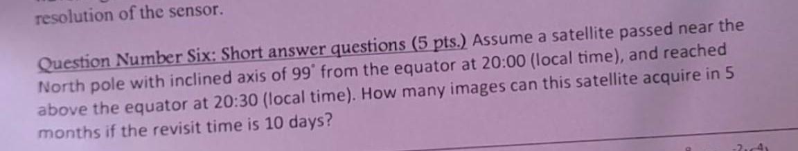 Solved resolution of the sensor. Question Number Six: Short | Chegg.com