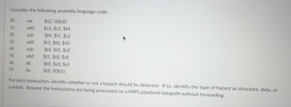 Consider the following assembly language code:For | Chegg.com