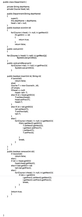 Solved java: I did class Course & class Department not sure | Chegg.com