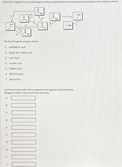 Solved Select the reagents from the following list which | Chegg.com