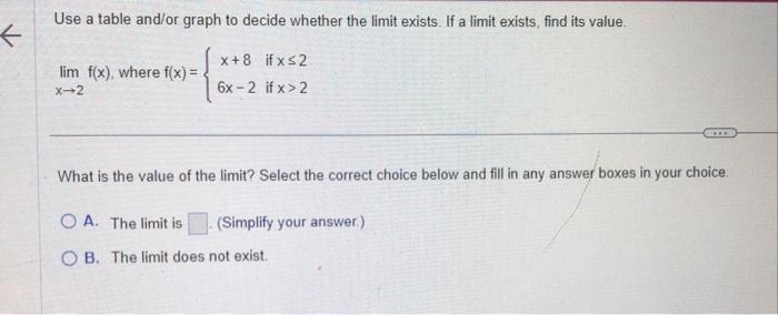 Solved Use a table and/or graph to decide whether the limit | Chegg.com