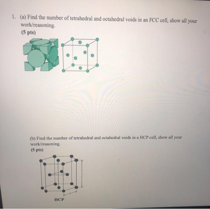 Solved 1. (a) Find the number of tetrahedral and octahedral | Chegg.com