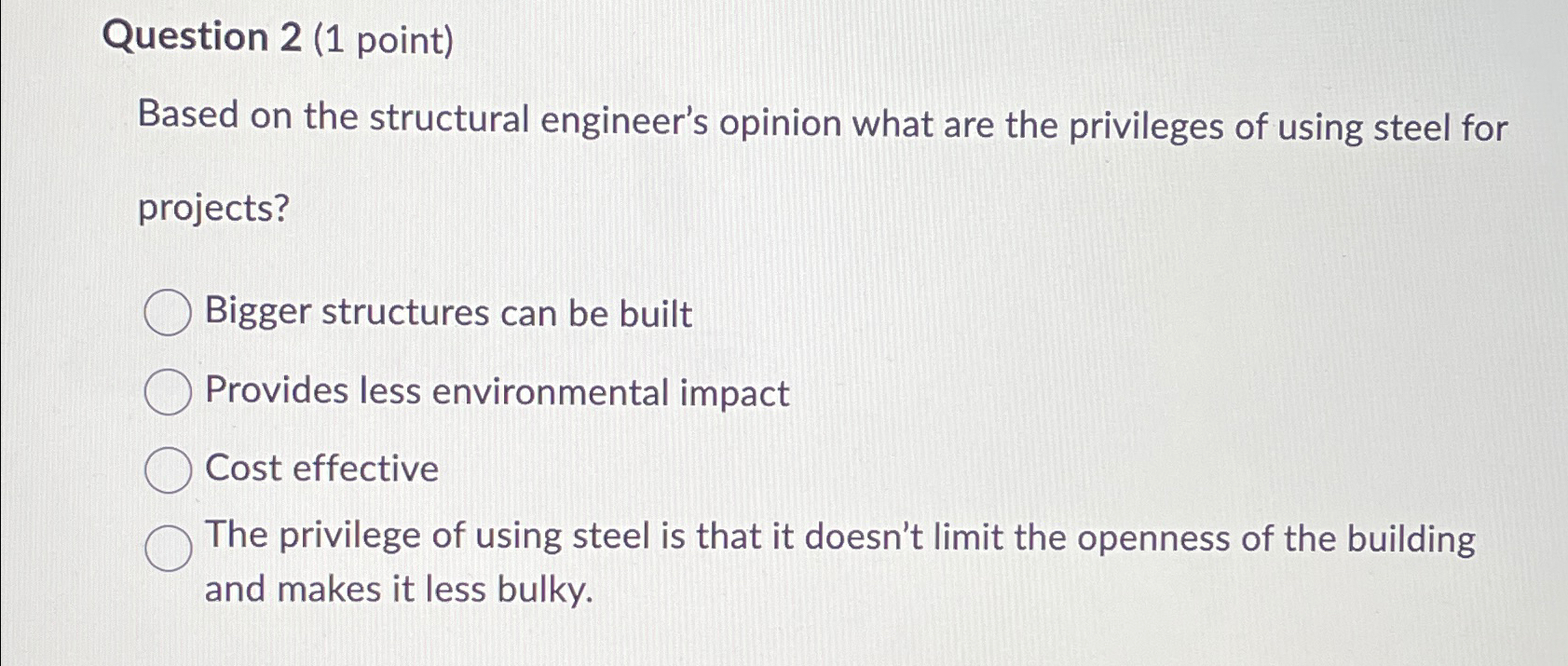 Solved Question 2 (1 ﻿point)Based on the structural | Chegg.com
