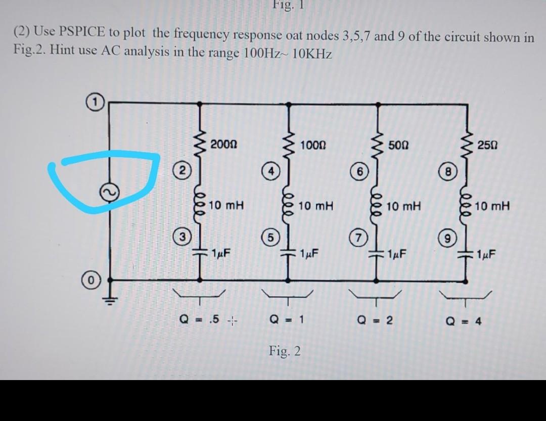 Solved Fig. (2) Use PSPICE to plot the frequency response | Chegg.com