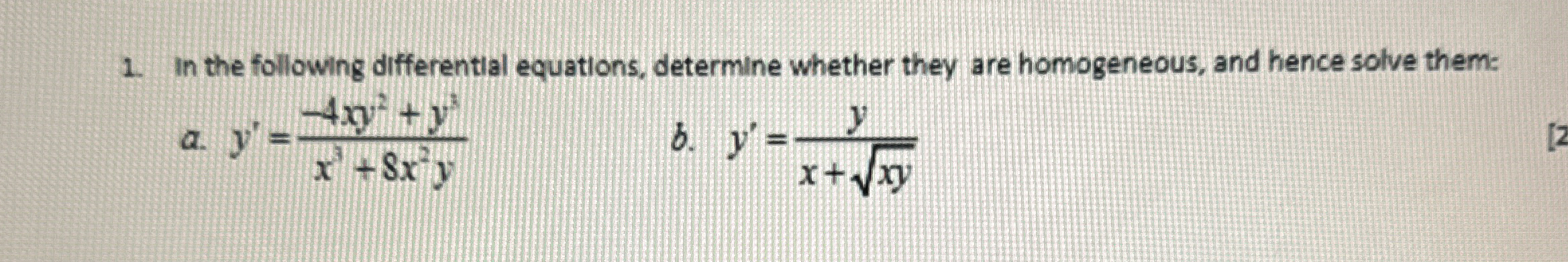 Solved In the following differential equations, determine | Chegg.com