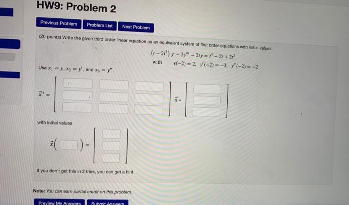 Solved HW9: Problem 2 Previous Problem Problem List Next | Chegg.com