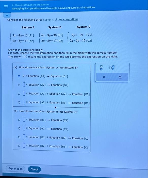 Solved Systems of Equations and Matrices Identifying the | Chegg.com