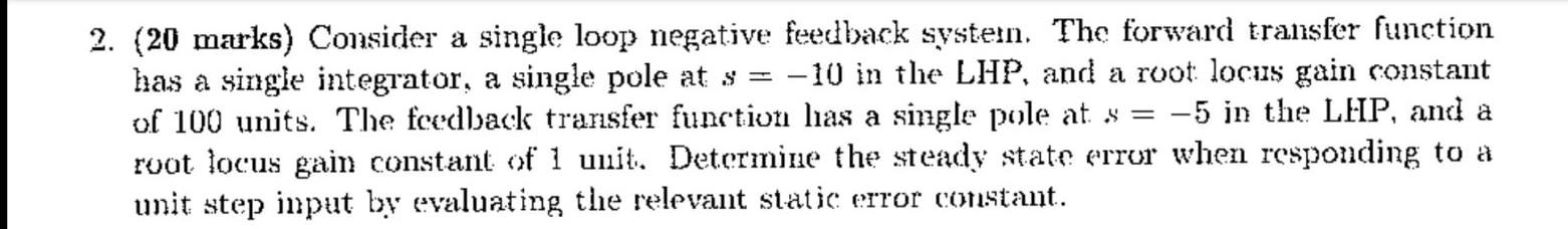 Solved 2. (20 marks) Consider a single loop negative | Chegg.com