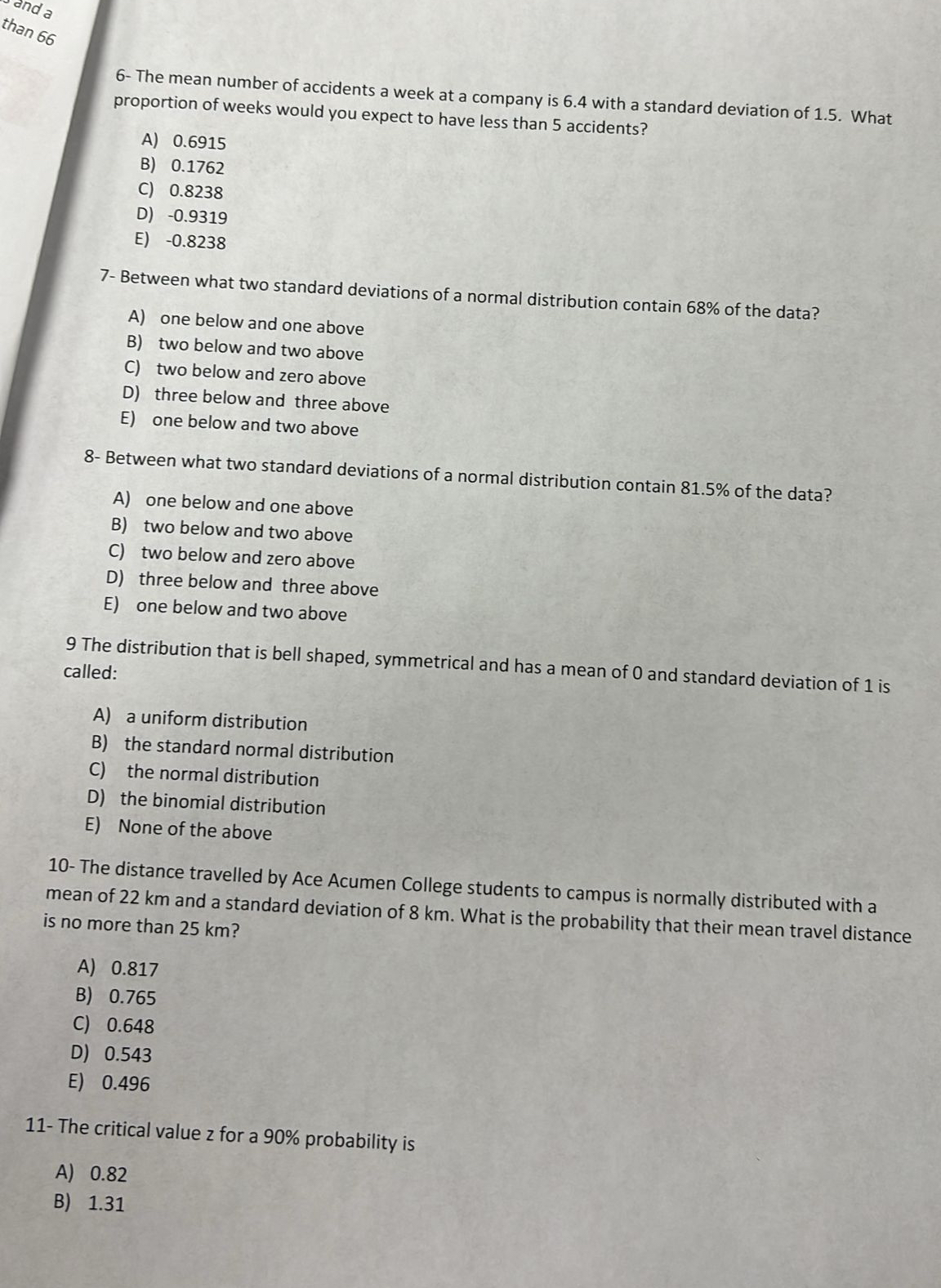 Solved 6- ﻿The mean number of accidents a week at a company | Chegg.com