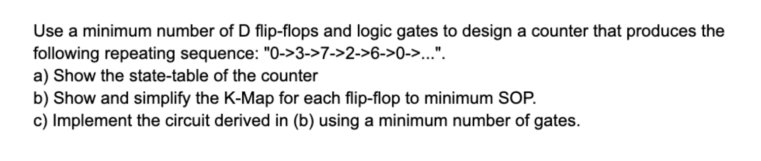 Use a minimum number of D ﻿flip-flops and logic gates | Chegg.com