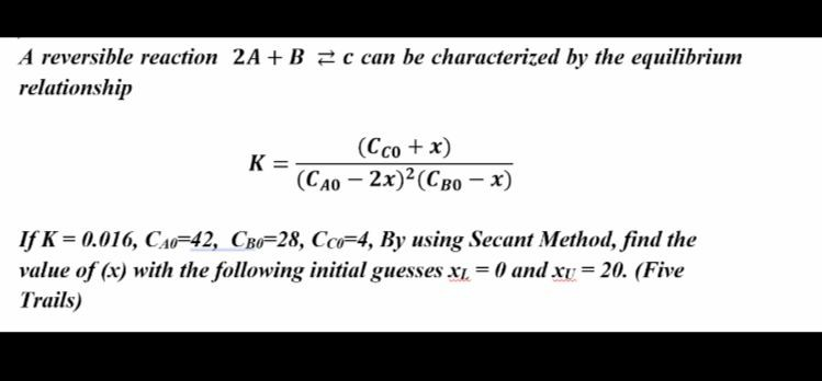 Solved Secant Method Numerical Methods I Need To Solve The 