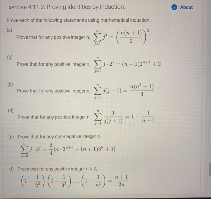 Solved Exercise 4.11.2: Proving identities by induction. | Chegg.com