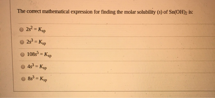 Solved The correct mathematical expression for finding the | Chegg.com