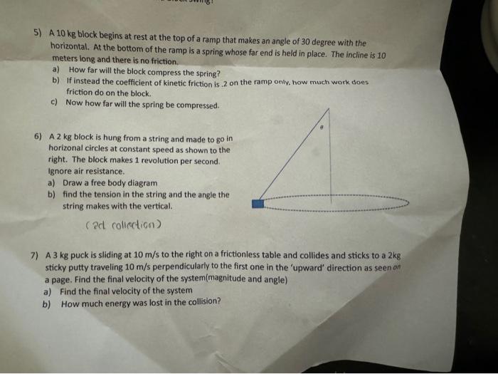 Solved A 2 ﻿kg block is hung from a string and made to go in | Chegg.com