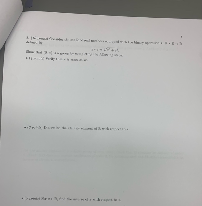 Solved : RXR+R 2. (10 points) Consider the set R of real | Chegg.com