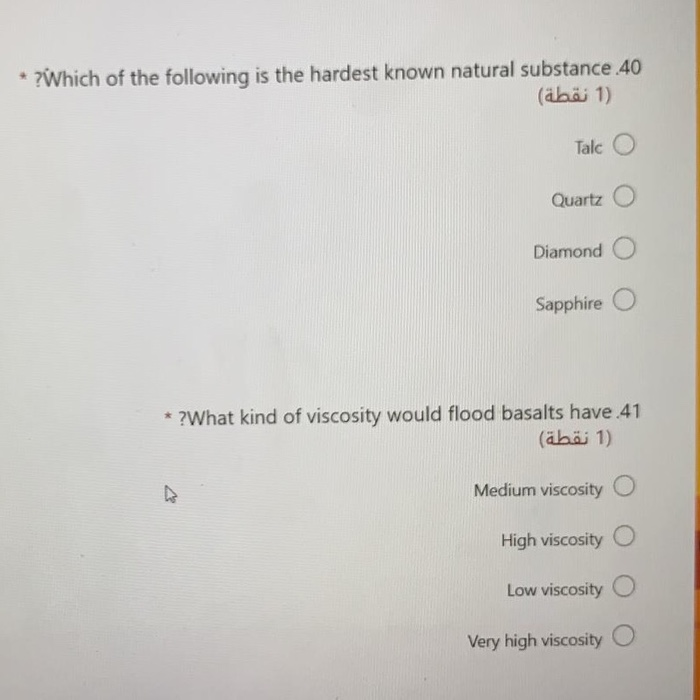 Solved * Which of the following is the hardest known natural | Chegg.com