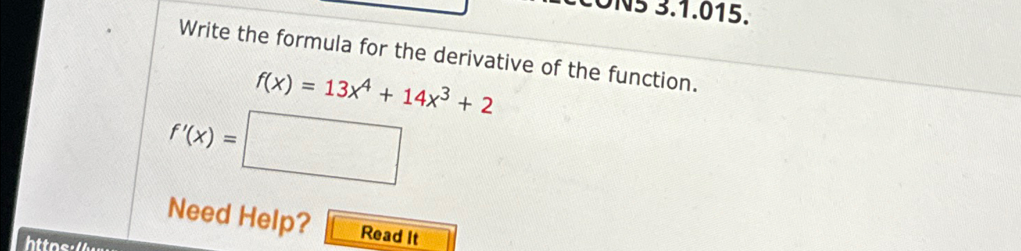Solved Write the formula for the derivative of the | Chegg.com