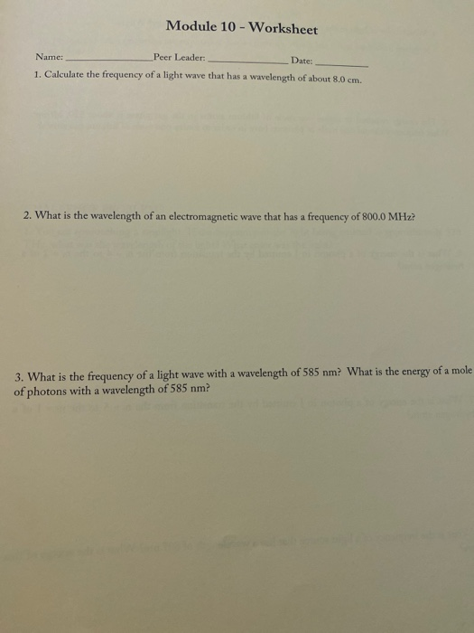Solved Module 10 - Worksheet Name: Peer Leader: Date: 1. | Chegg.com
