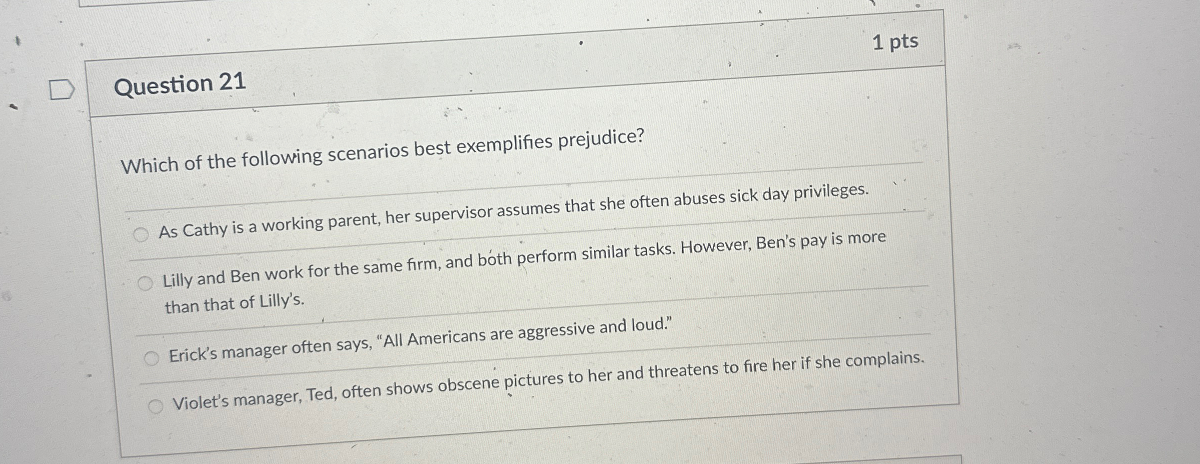 Solved Question 211 ﻿ptsWhich of the following scenarios | Chegg.com