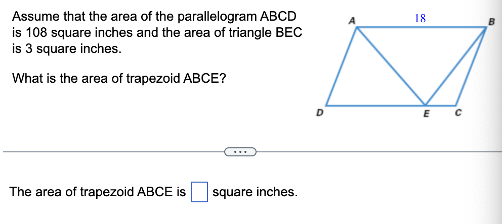 Solved Assume that the area of the parallelogram ABCD is 108 | Chegg.com