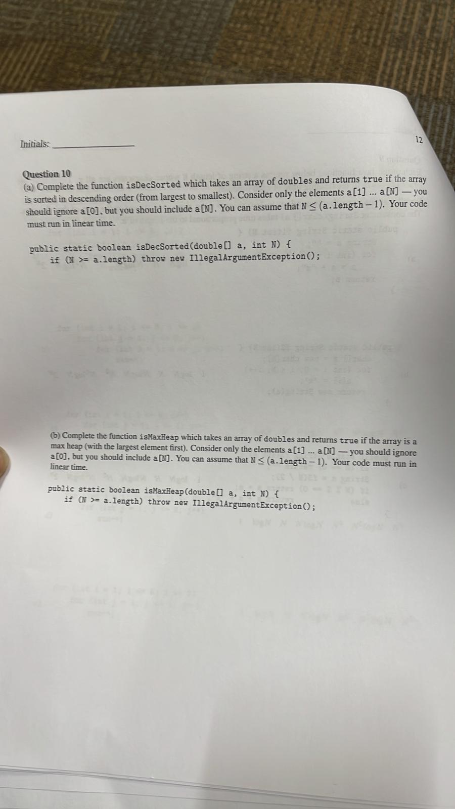 Solved Question 10(a) ﻿Complete the function isDecSorted | Chegg.com