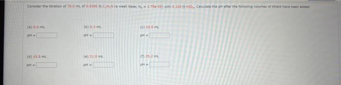 Solved (a) 6.0 mL (b) 5.3 mL (c) 10.5 mL. prt= pHd= (d) 15.6 | Chegg.com