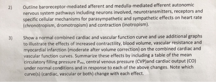 Solved 2) Outline baroreceptor-mediated afferent and | Chegg.com
