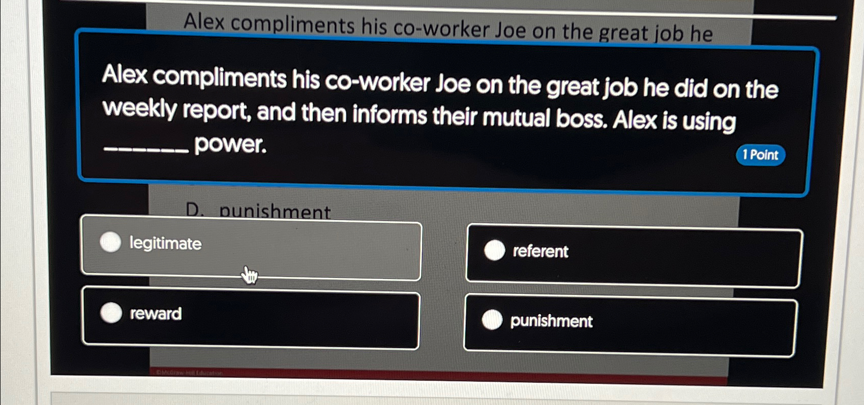 Solved Alex compliments his co-worker Joe on the great job | Chegg.com