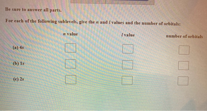 Solved Be sure to answer all parts. For each of the | Chegg.com