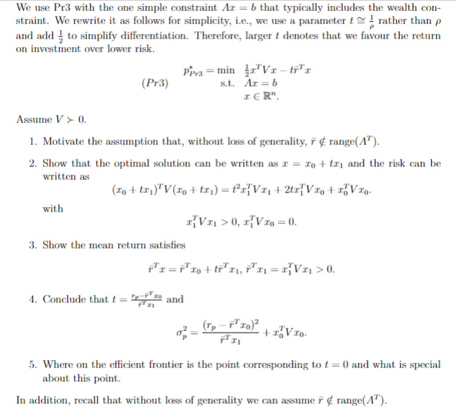 Solved We use Pr3 ﻿with the one simple constraint Ax=b ﻿that | Chegg.com