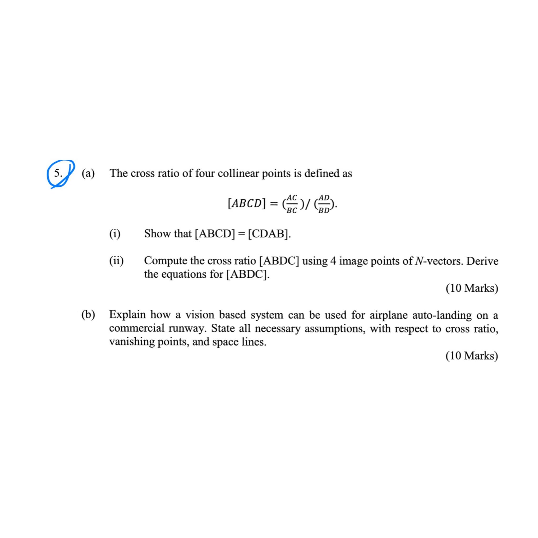 Solved (a) ﻿The cross ratio of four collinear points is | Chegg.com