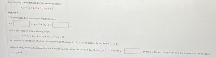 Solved Describe the curve defined by the vector function | Chegg.com