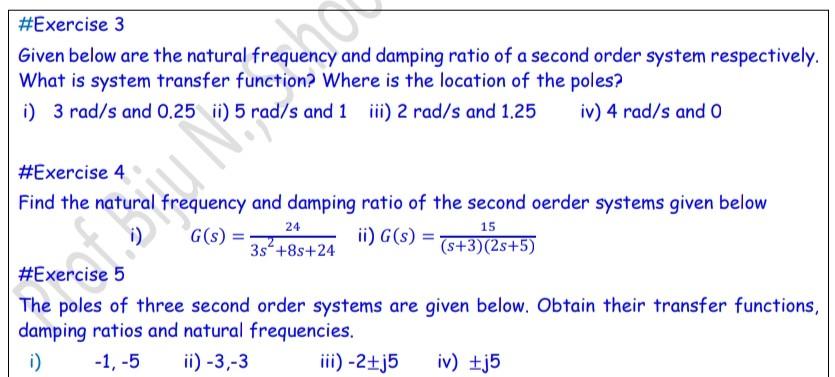 Solved #Exercise 3 Given below are the natural frequency and | Chegg.com