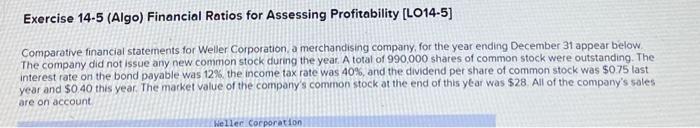 Solved Exercise 14-5 (Algo) Financial Ratios for Assessing | Chegg.com