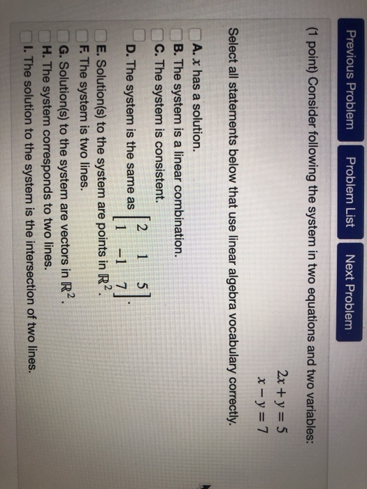 Solved Previous Problem Problem List Next Problem (1 point) | Chegg.com