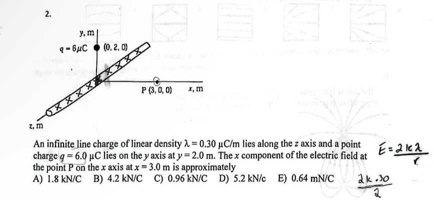 c, .1.An infinite line charge of linear density | Chegg.com