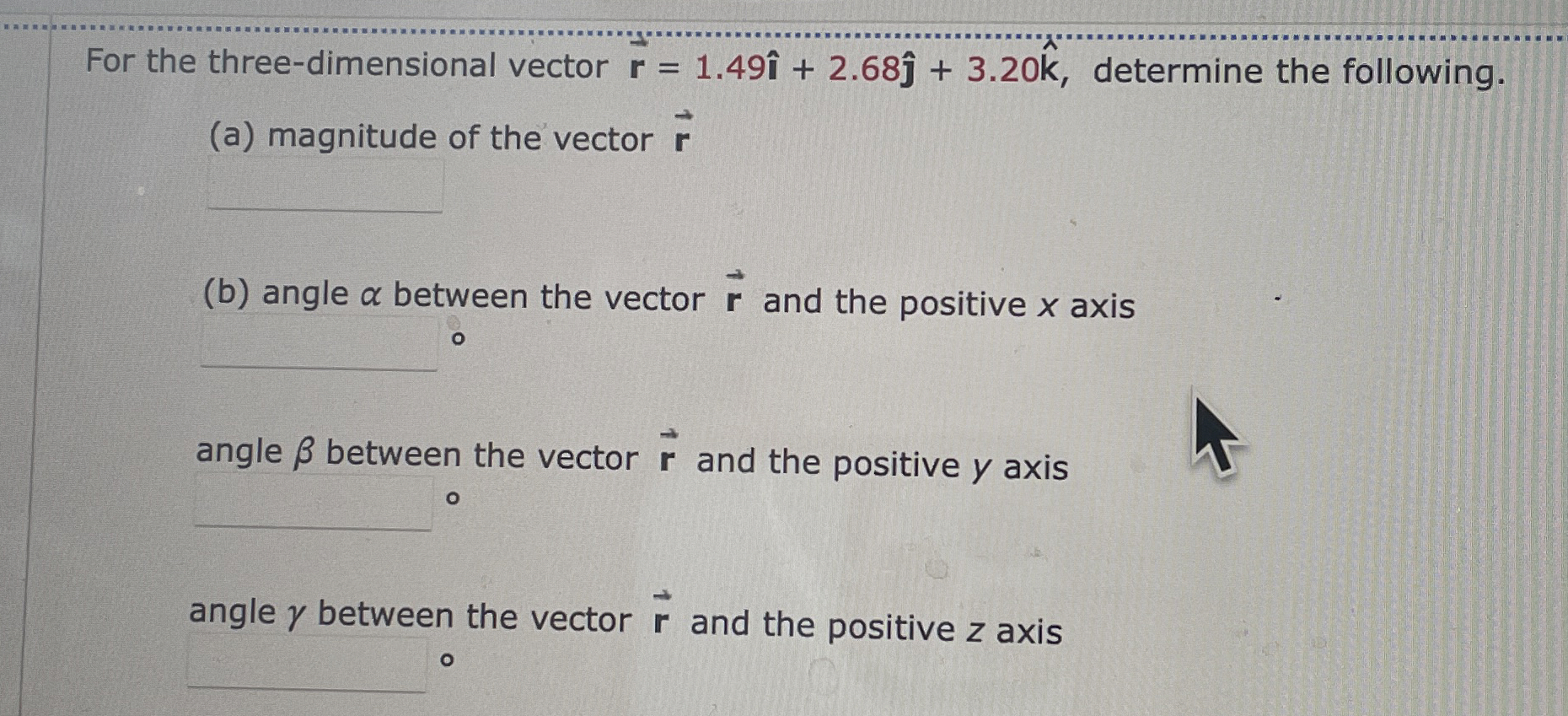 Solved For the three-dimensional vector | Chegg.com