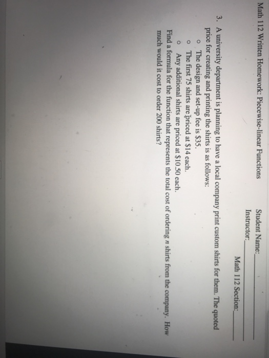 Solved Math 112 Written Homework: Piecewise-linear Functions | Chegg.com