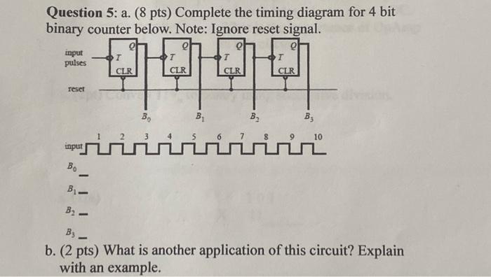 Solved Question 5: a. (8 pts) Complete the timing diagram | Chegg.com