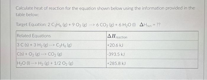 Solved Calculate heat of reaction for the equation shown | Chegg.com